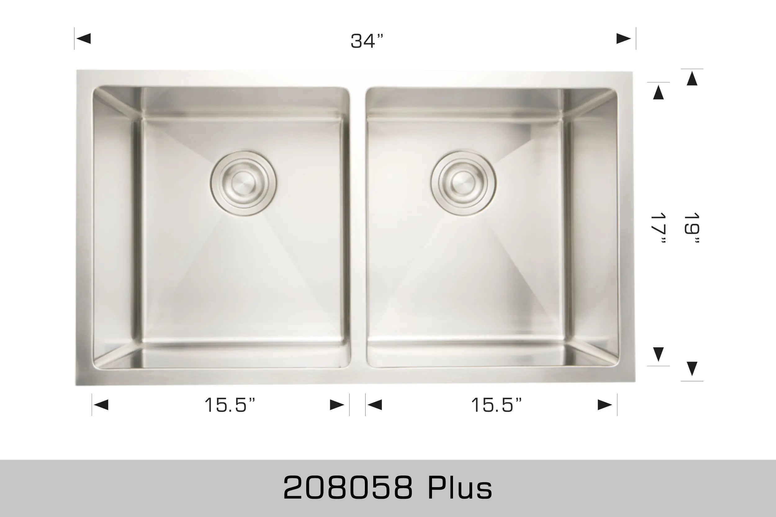 Bosco Standard Series Plus 34" x 19" Double Bowl Kitchen Sink Radius ...
