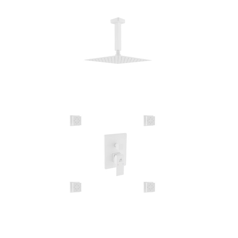 Kube Bath Aqua Piazza White Set W/ 8" Ceiling Mount Square Rain ...